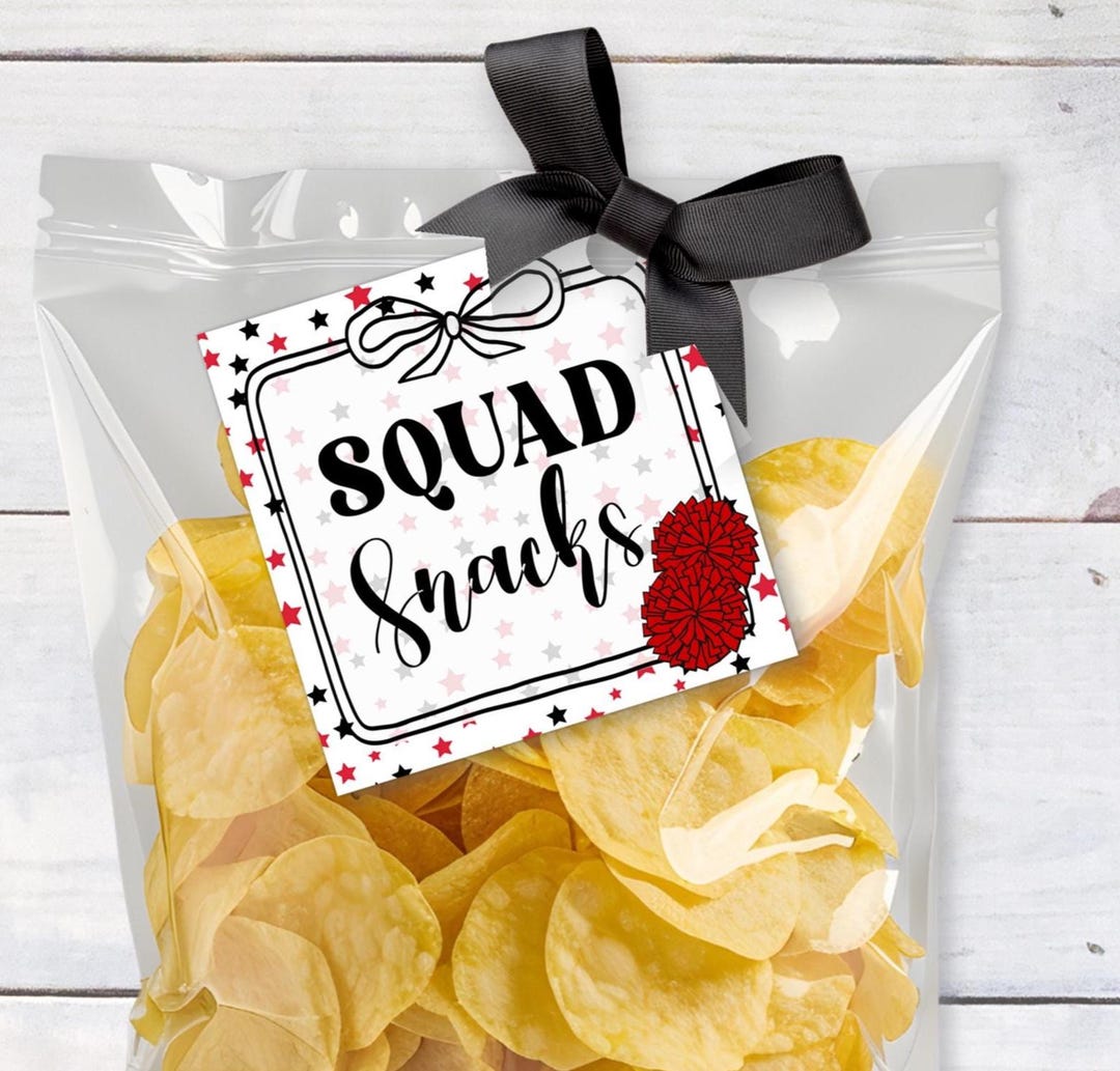 Printable Cheer Squad Snack Tag, Cheer Favor Gift Tags, Game Day Goody ...