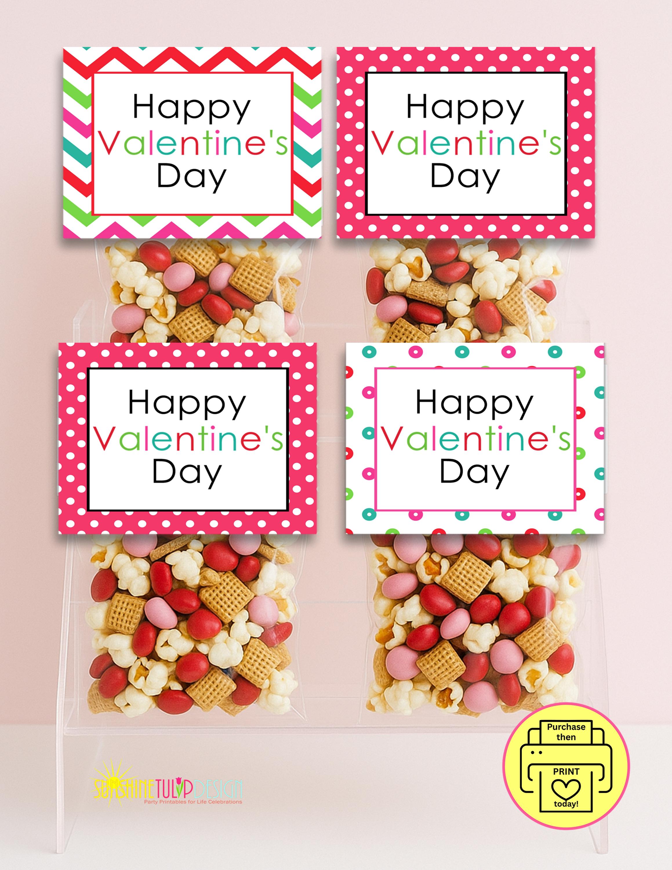 Printable Valentines Day Pretzel Bag Toppers | DIY Valentine's Day Bag ...