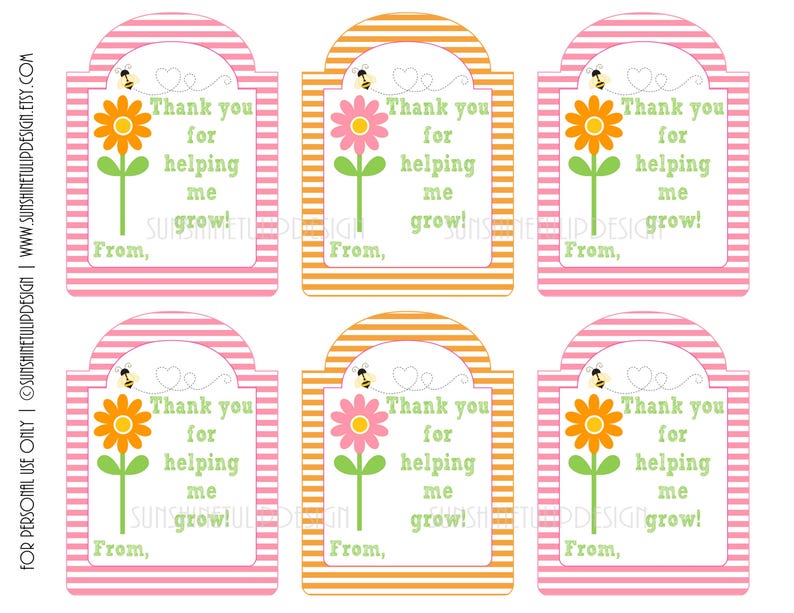 Printable Teacher Appreciation Gift Tags | Thank You for Helping Me ...