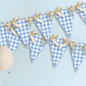 Printable Buffalo Plaid Banner | Light Blue Buffalo Plaid Banner ...