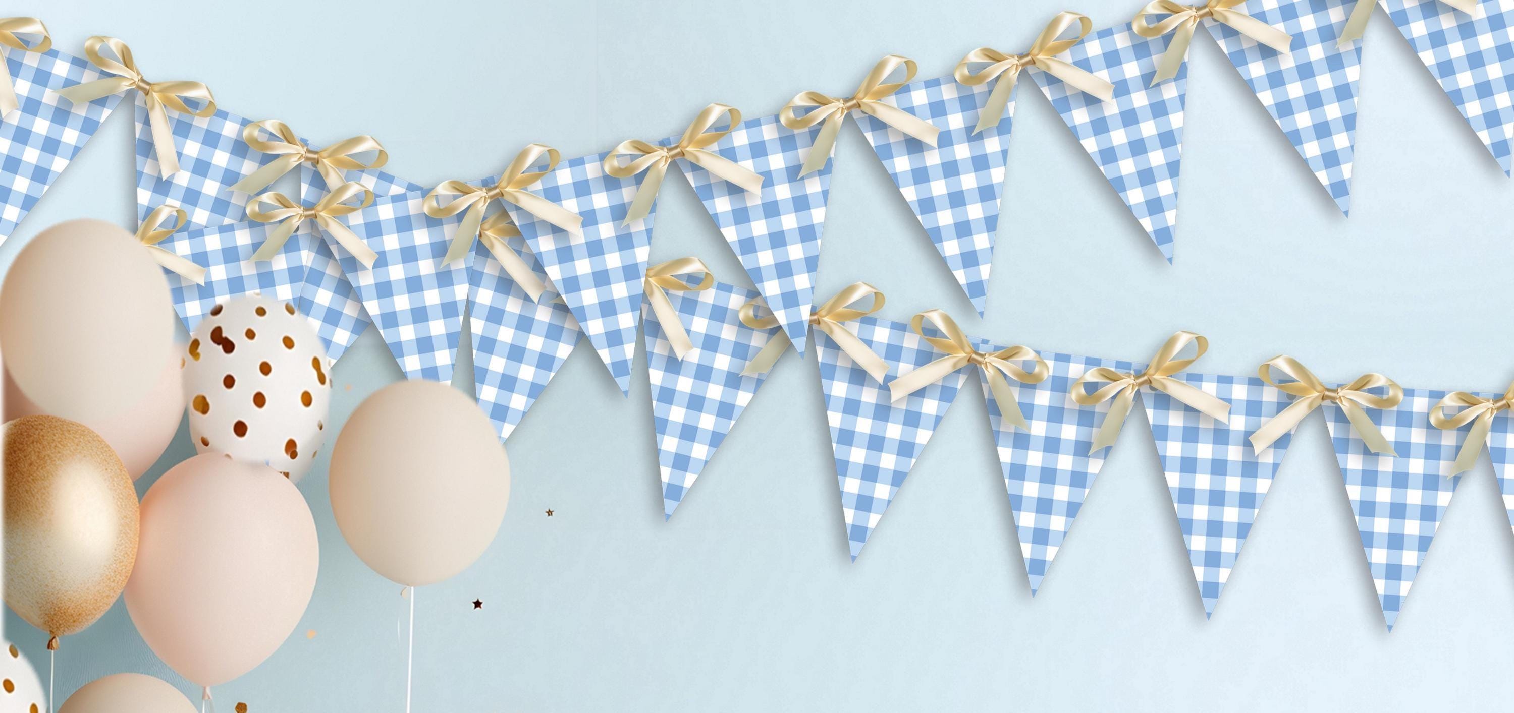 Printable Buffalo Plaid Banner | Light Blue Buffalo Plaid Banner ...