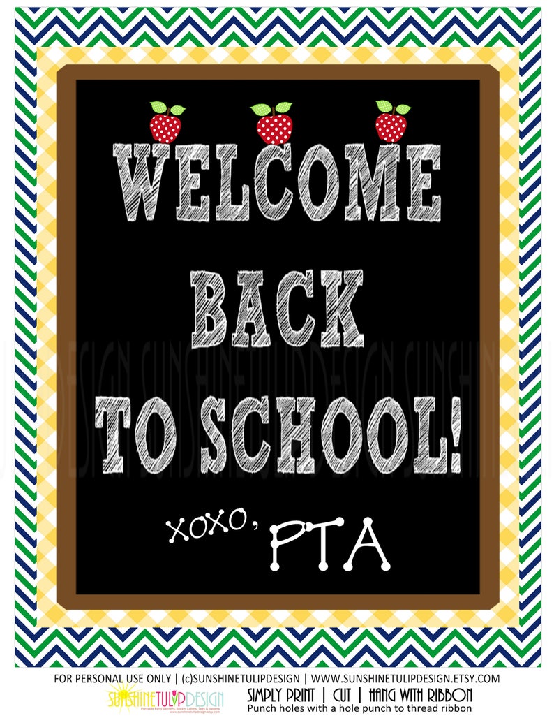 Printable PTA prints wall art Welcome Back to School Door | Etsy