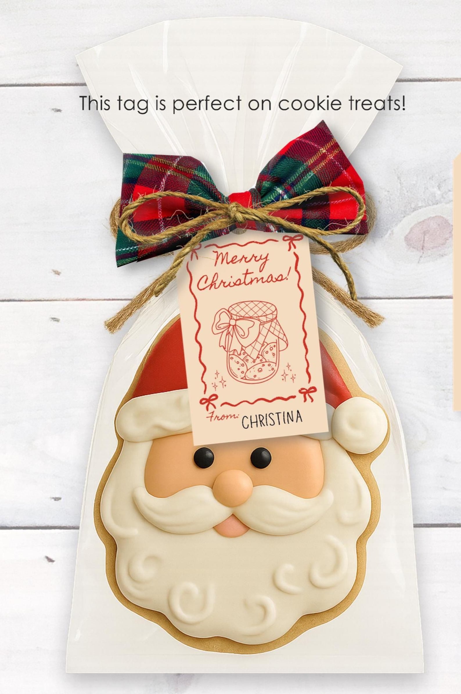 Printable Cookie Gift Tags, Red Bow Christmas Gift Tags, Hand Drawn ...