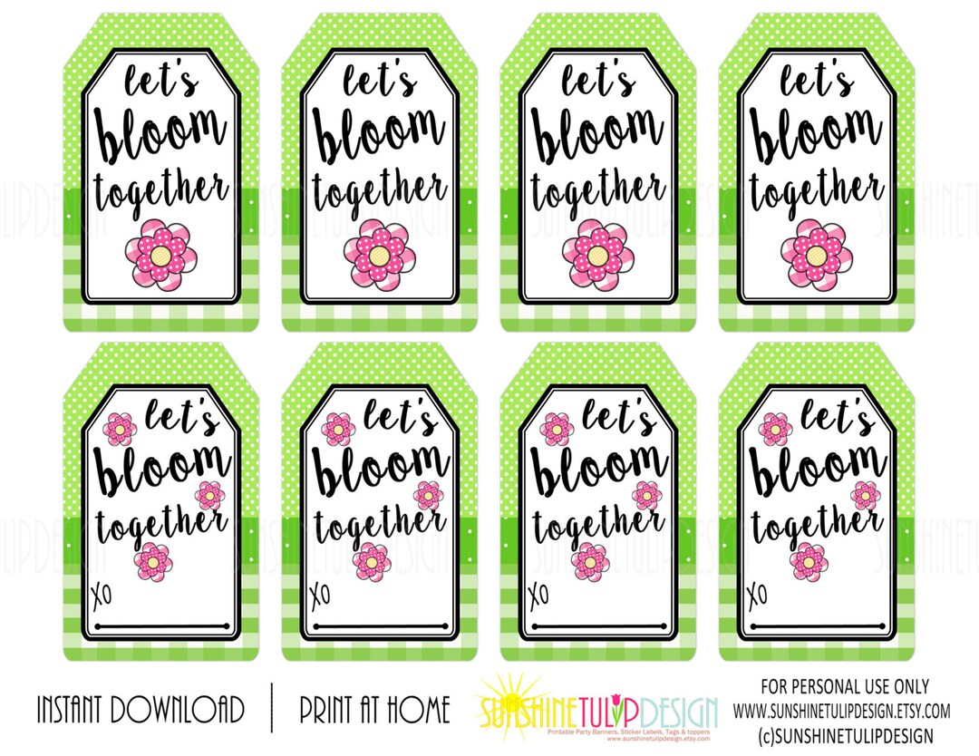 Let's Bloom Together Gift Tags, Printable Welcome Back to School Tags ...