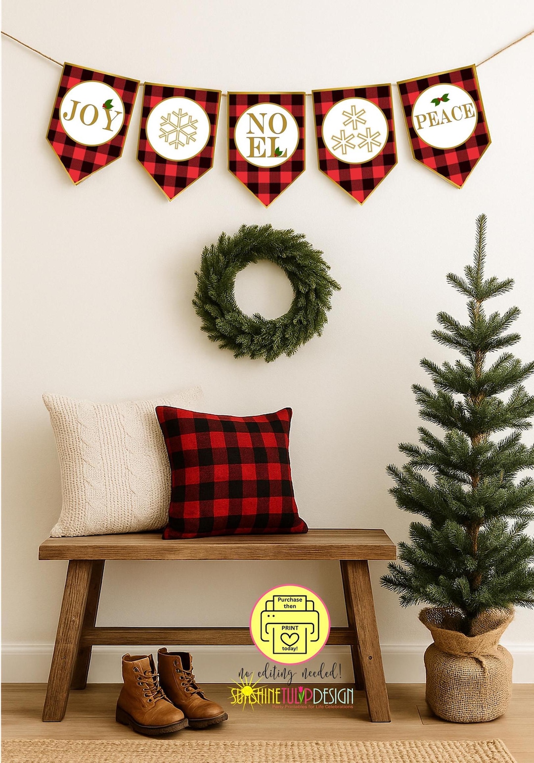 Printable Christmas Banner | Rustic Christmas Banner | Farmhouse ...