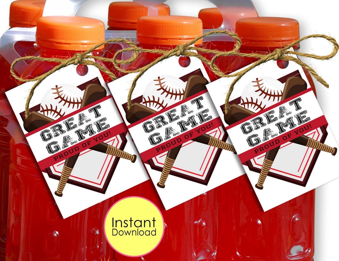 Printable Baseball Snack Tags | Printable Baseball Gift Tags | Baseball ...