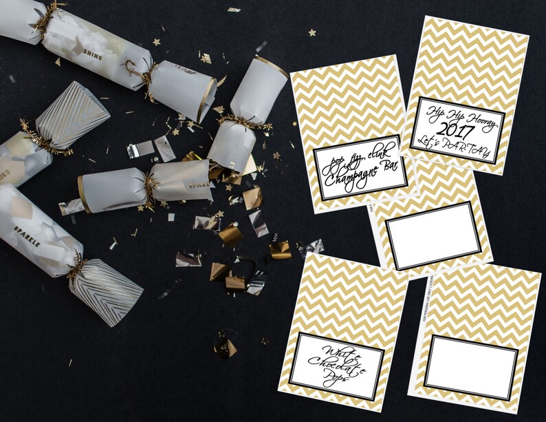 Printable Gold Chevron Food Buffet Cards Printable Gold - Etsy