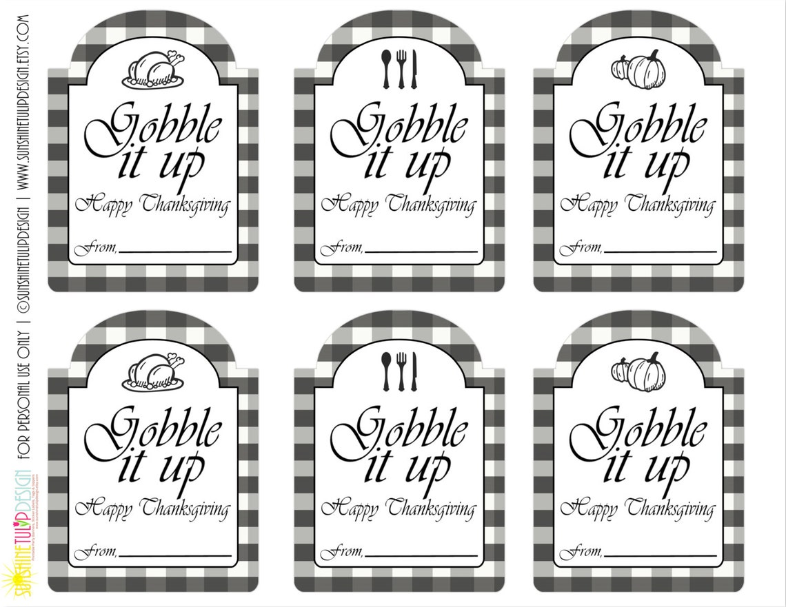 Printable Gobble It up Thanksgiving Tags Printable - Etsy