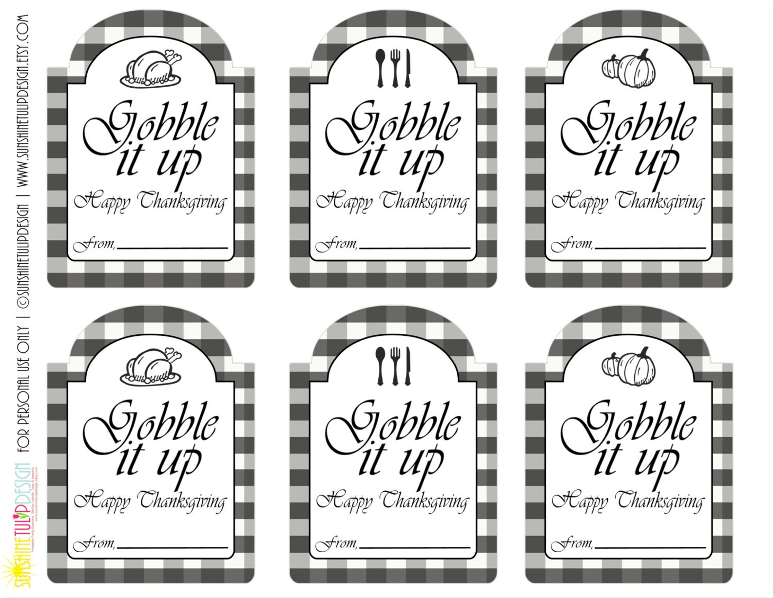 Printable Gobble It up Thanksgiving Tags Printable - Etsy
