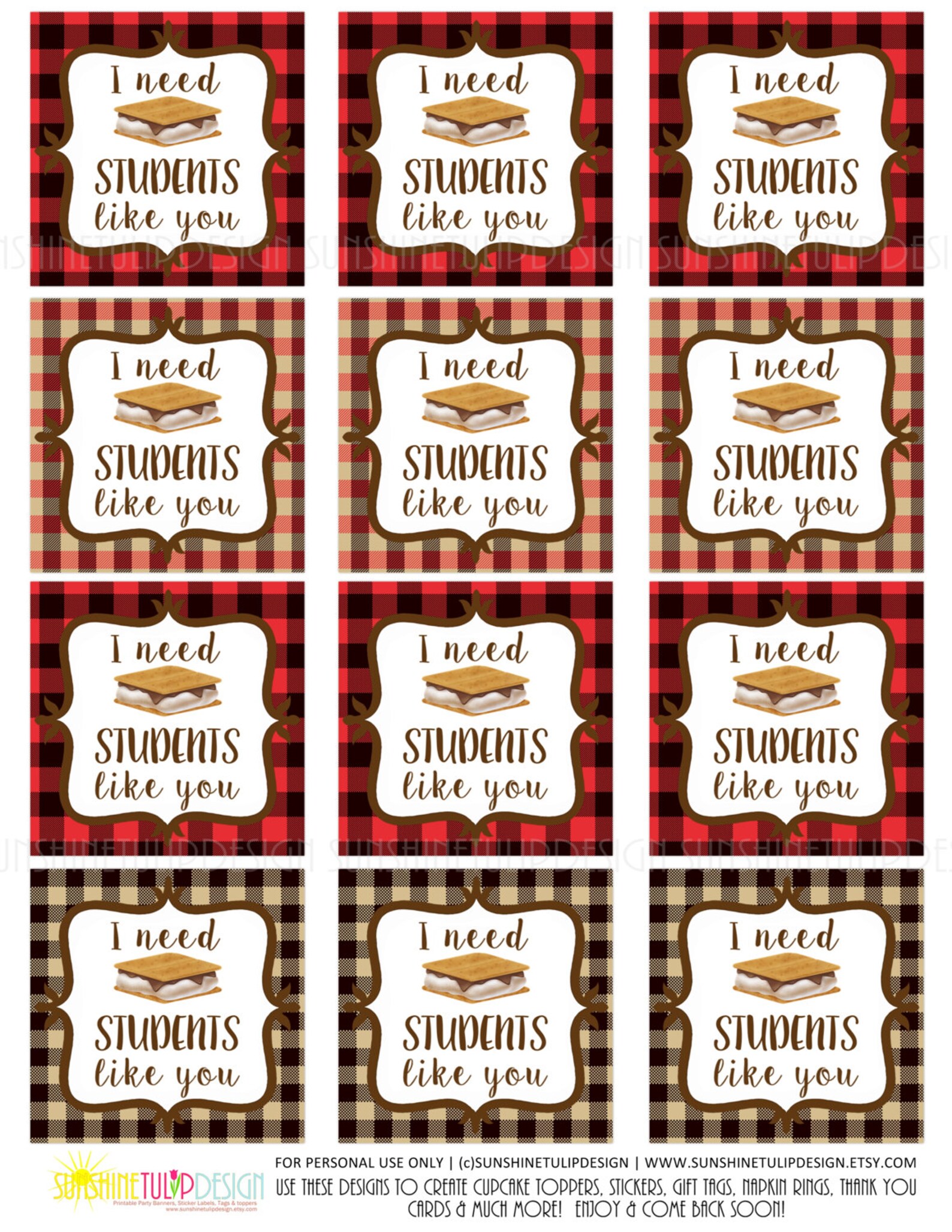 Printable I Need SMORE Students Like You Tags Printable - Etsy