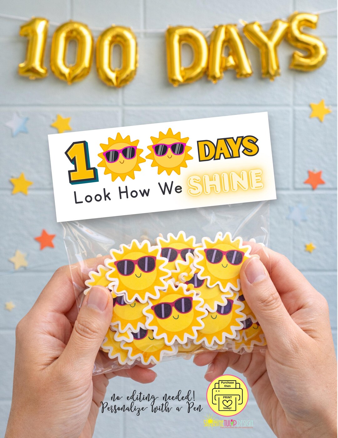 100 Days of School Bag Topper Printable | Look How We SHINE | 100th Day ...