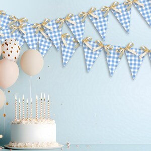 Printable Buffalo Plaid Banner | Light Blue Buffalo Plaid Banner ...
