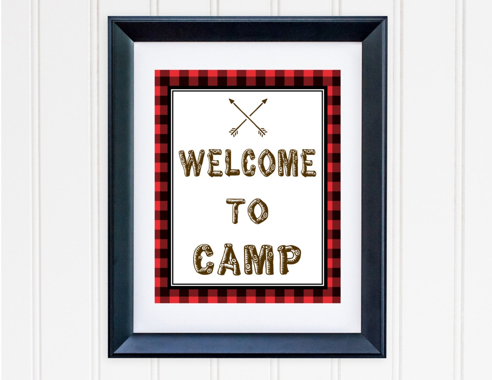 Printable Buffalo Plaid Camp Sign, Printable Camping Birthday Sign ...