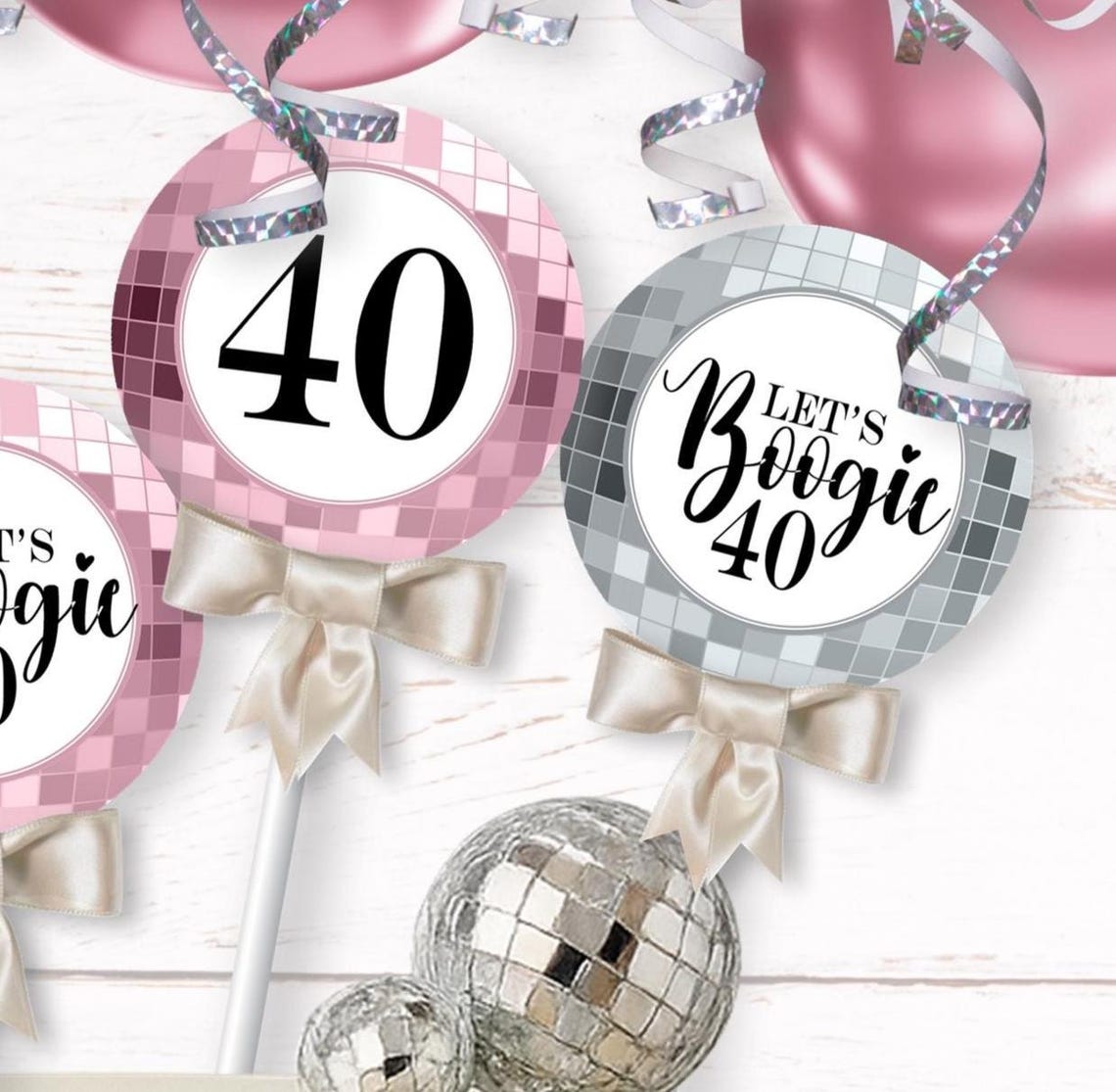 Printable 40th Birthday Tag | Forty & Funky Cupcake Toppers | Let's ...