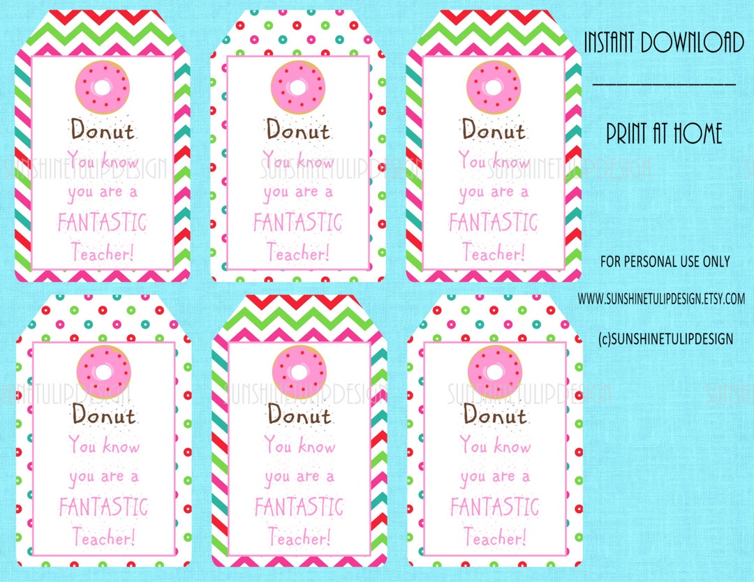 Printable Teacher Appreciation Donut You Know Gift Tags - Etsy