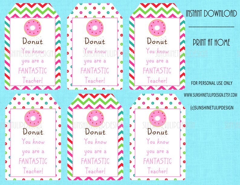 Printable Teacher Appreciation Donut You Know Gift Tags - Etsy