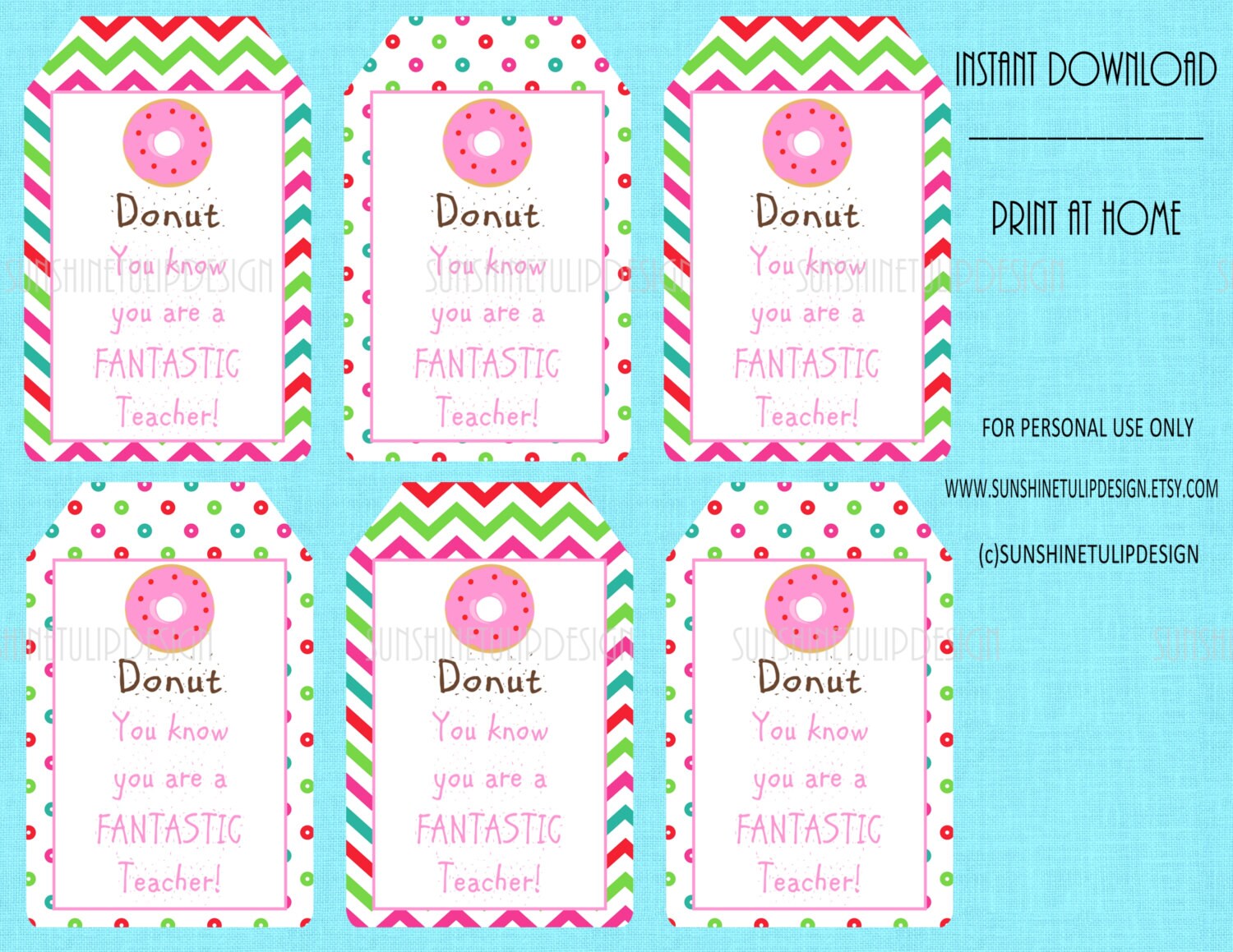 Printable Teacher Appreciation Donut You Know Gift Tags - Etsy