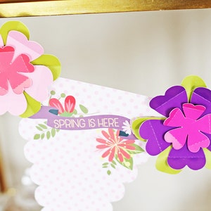 Printable Spring is Here Banner, Printable Spring Banner, Spring Polka ...