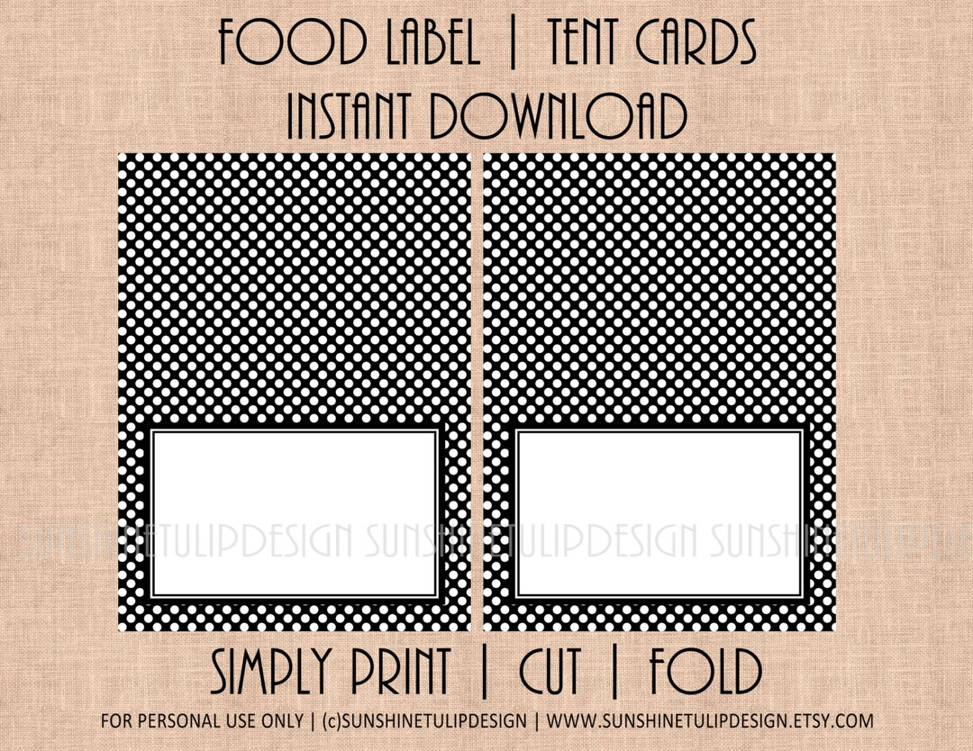 Black Polka Dot Party Table Tent Cards Labels by Sunshinetulipdesign - Etsy