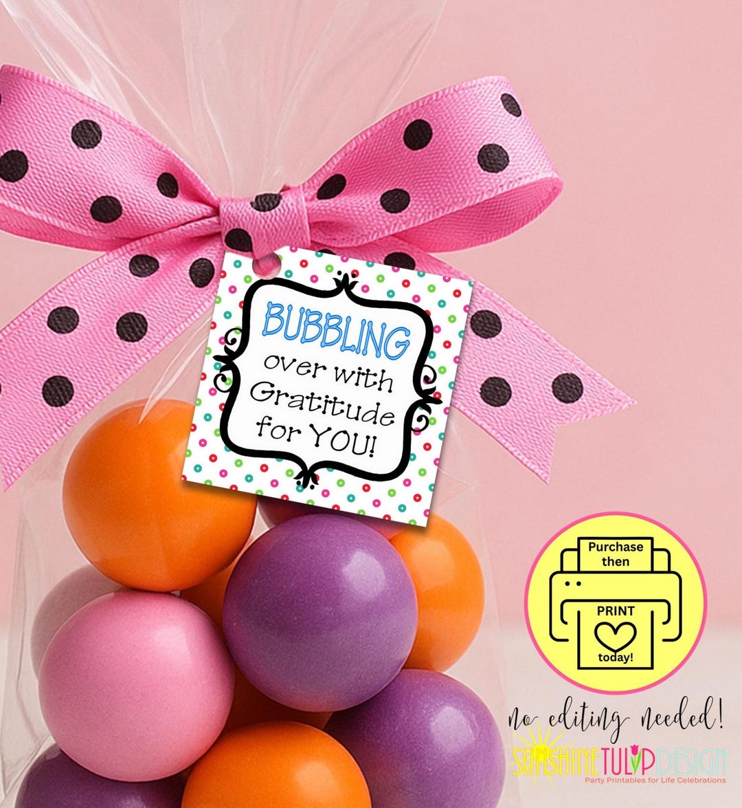 Printable Staff Gift Tag | Bubbling Over With Gratitude for You ...