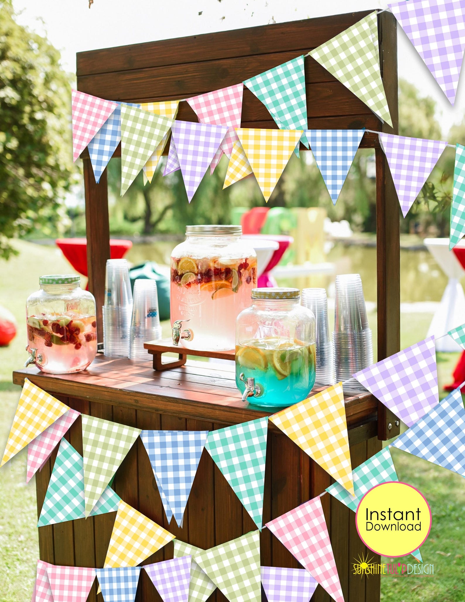 Printable Buffalo Plaid Banner | Pastel Buffalo Plaid Banner | Pastel ...