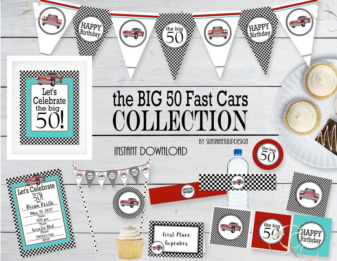 Printable 50th Birthday Party Collection Printable 50th Fast - Etsy