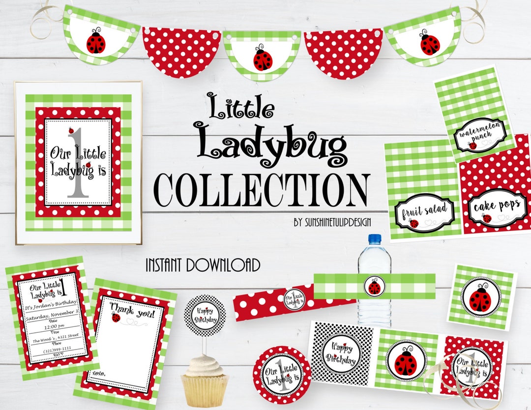 Printable Little Ladybug Birthday Party Collection, Printable Ladybug ...