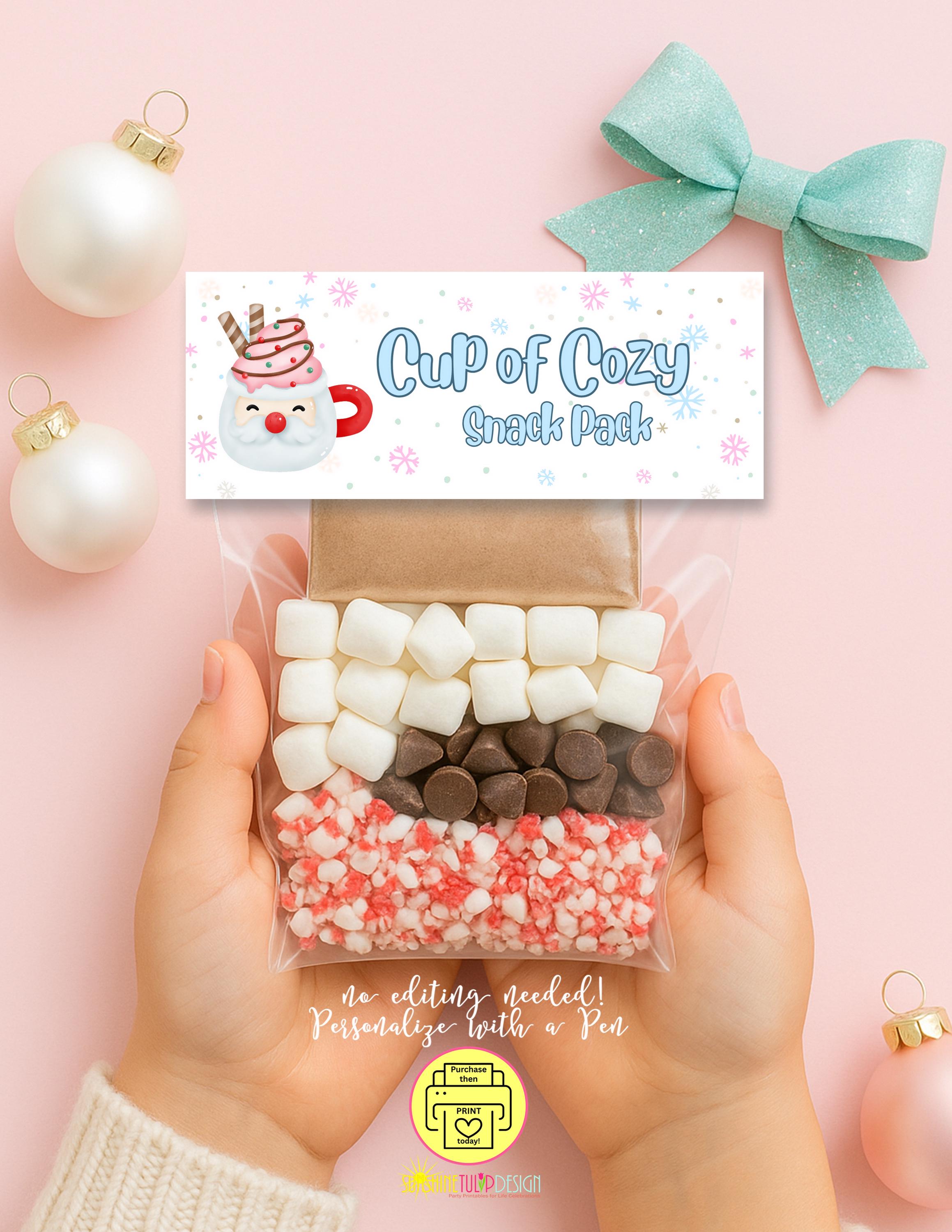 Cup of Cozy Snack Bag Topper • Hot Cocoa Treat Bag Topper Printable ...