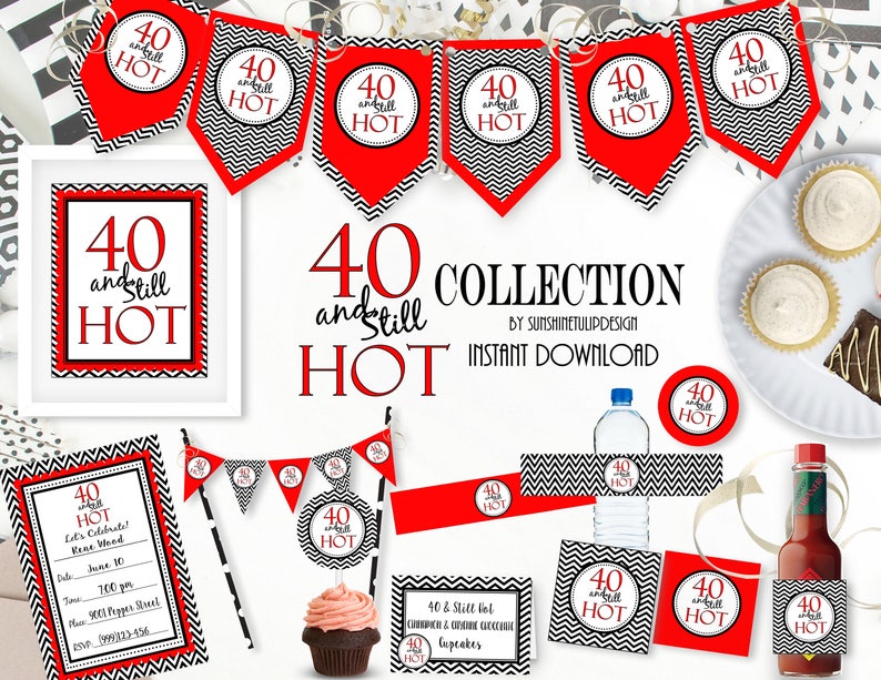 Printable 40th Birthday Party Collection Printable 40 and - Etsy