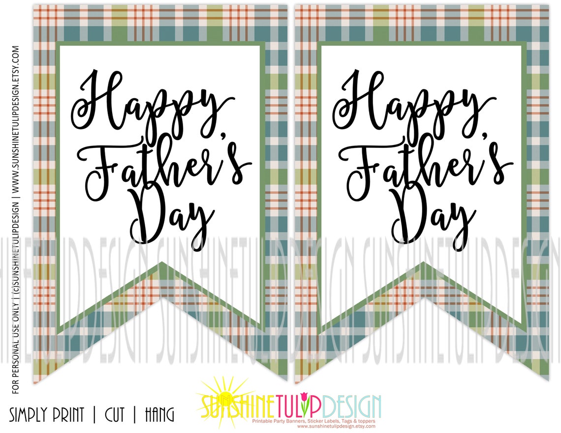 Printable Happy Father's Day Banner Printable Plaid We | Etsy
