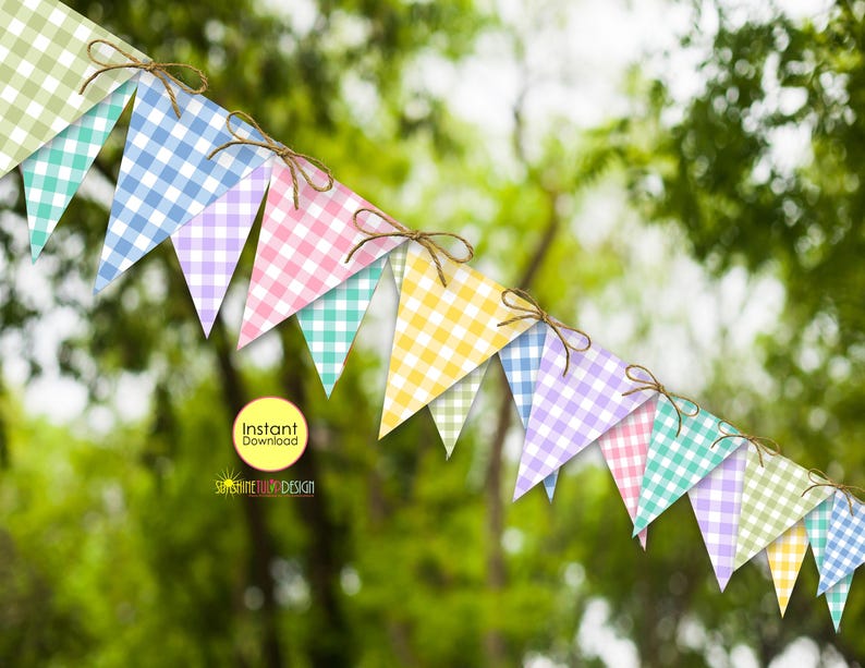 Printable Buffalo Plaid Banner | Pastel Buffalo Plaid Banner | Pastel ...