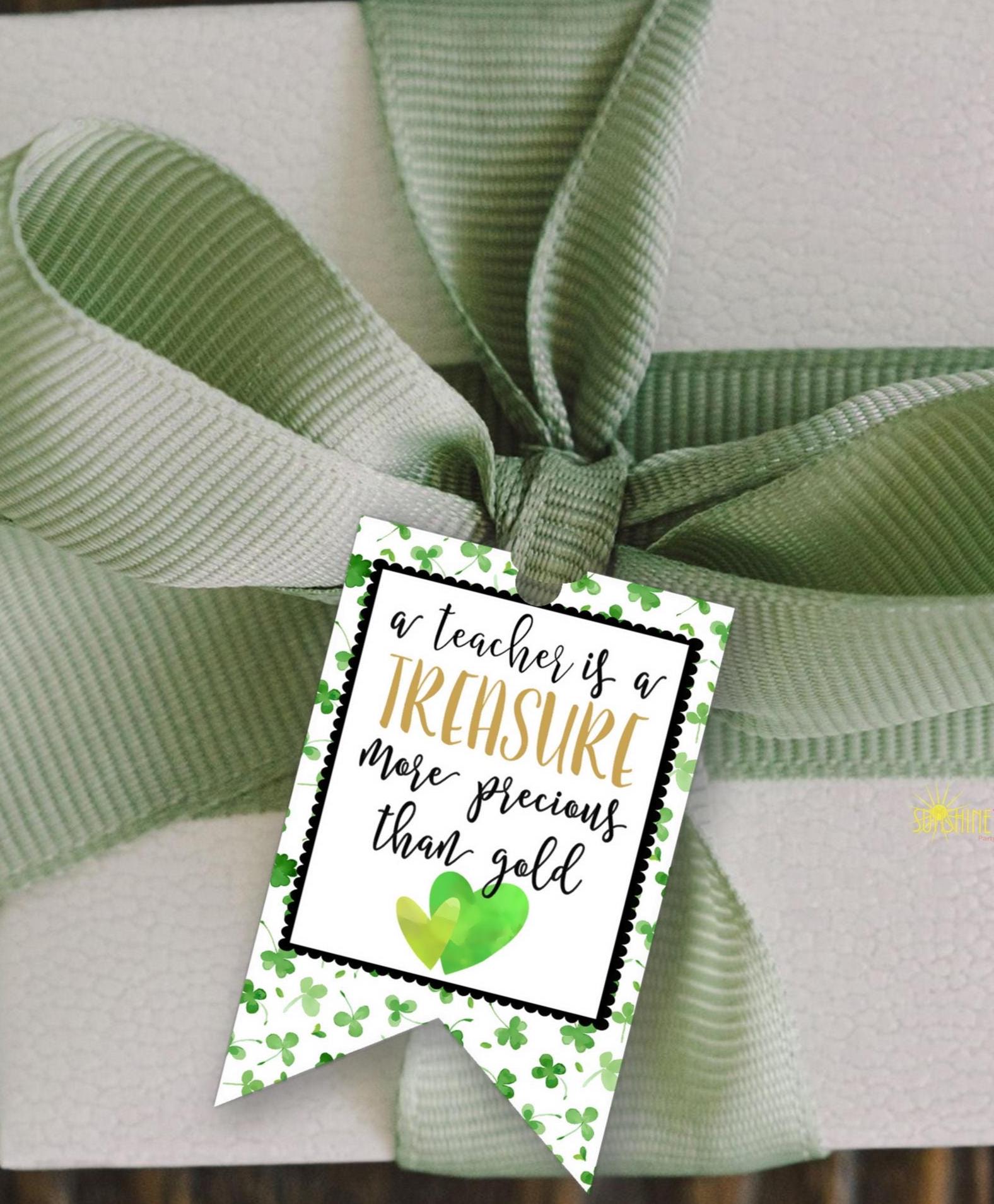 Printable St Patrick's Day Gift Tags | A Teacher is a Treasure Gift Tag ...
