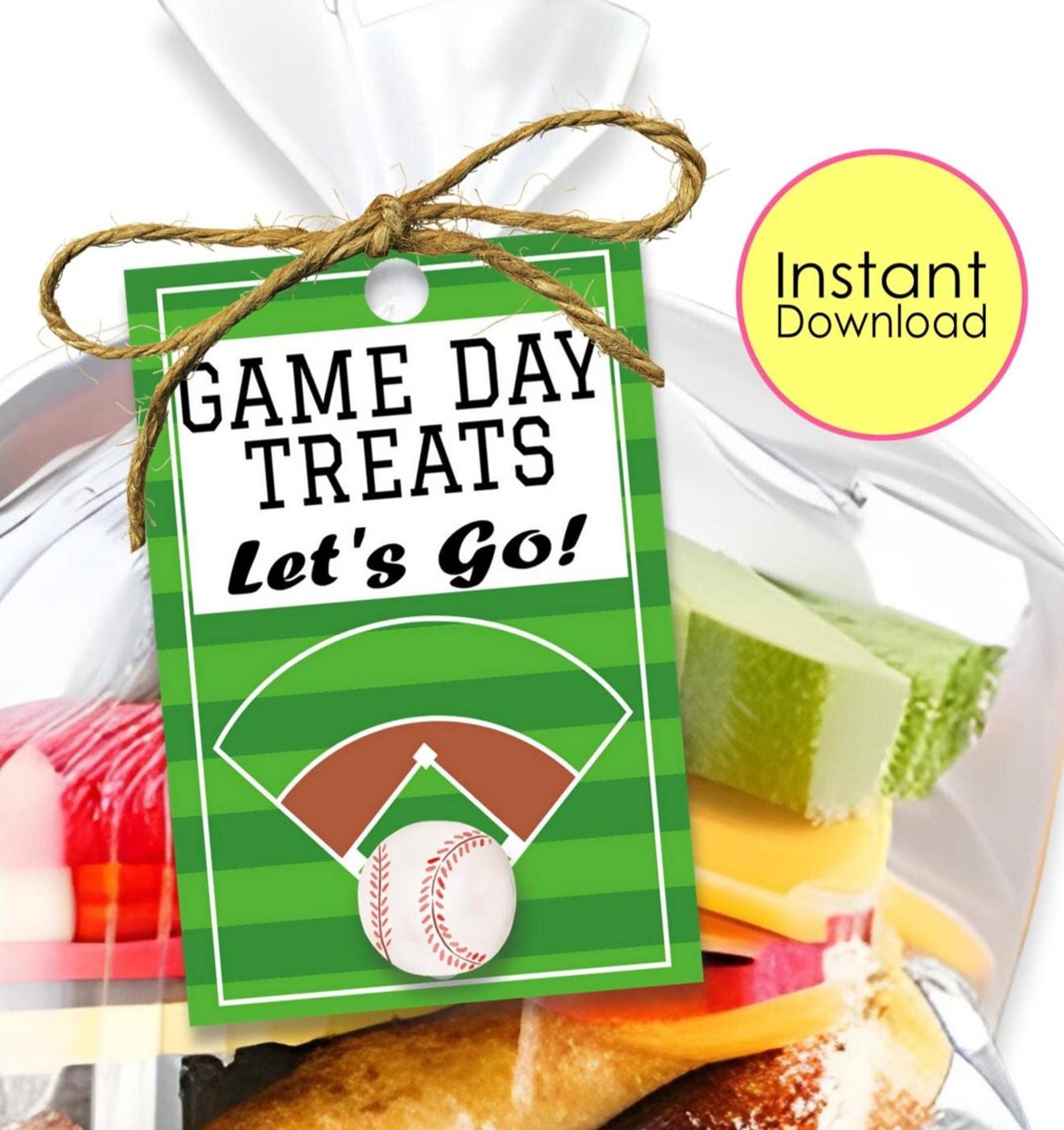 Printable Game Day Treat Tags | Printable Baseball Favor Tag | Baseball ...