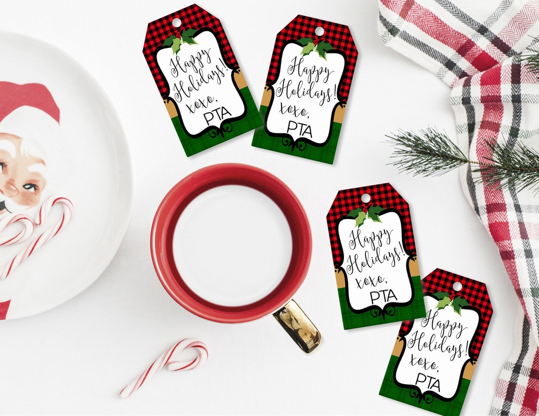 Printable Holiday PTA Tags, Christmas PTA Gift Tags, Printable Teacher ...