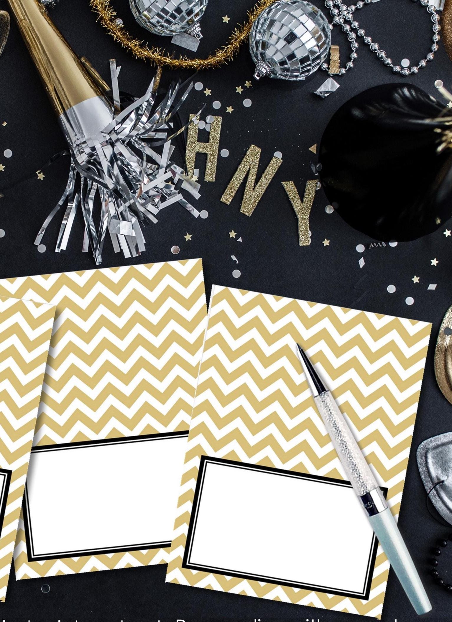 Printable Gold Chevron Food Buffet Cards | Printable Gold White and ...