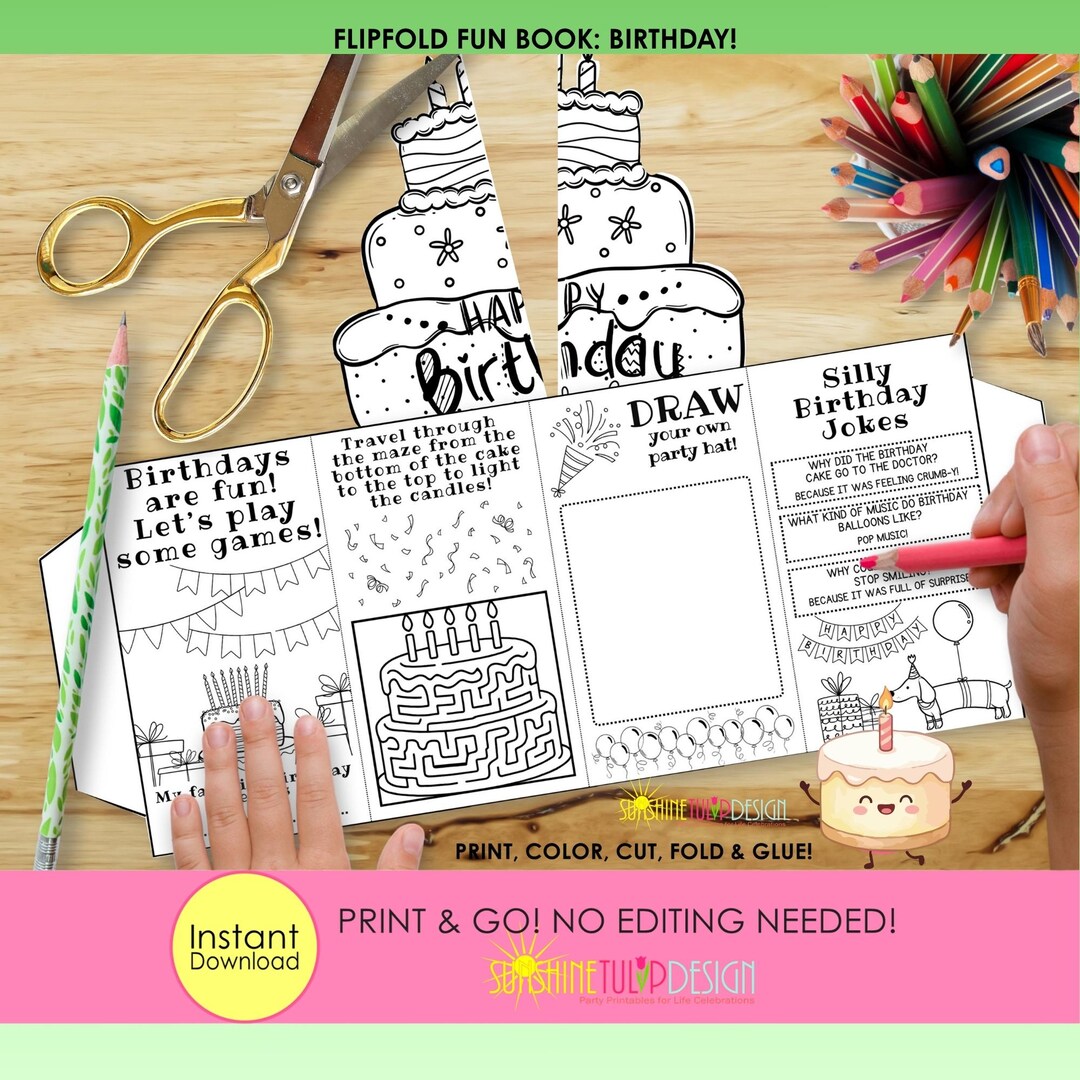 Flipfold Fun Book Birthday | Birthday Mini Accordion Activity ...