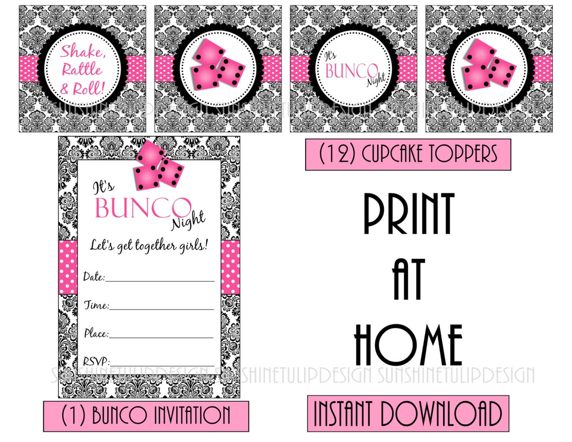 BUNCO Party Printable DIY Invitation Party Favor Tags & | Etsy