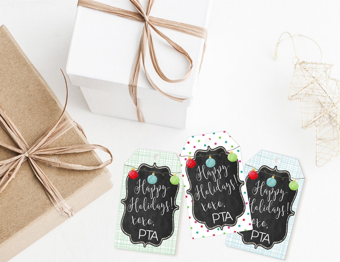 Printable Holiday PTA Tags, Christmas PTA Gift Tags, Printable Teacher ...
