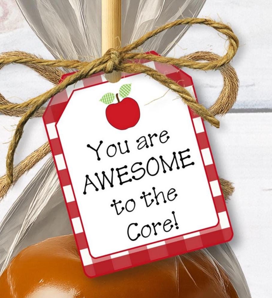 You Are Awesome to the Core Gift Tags, Printable Teacher Appreciation ...