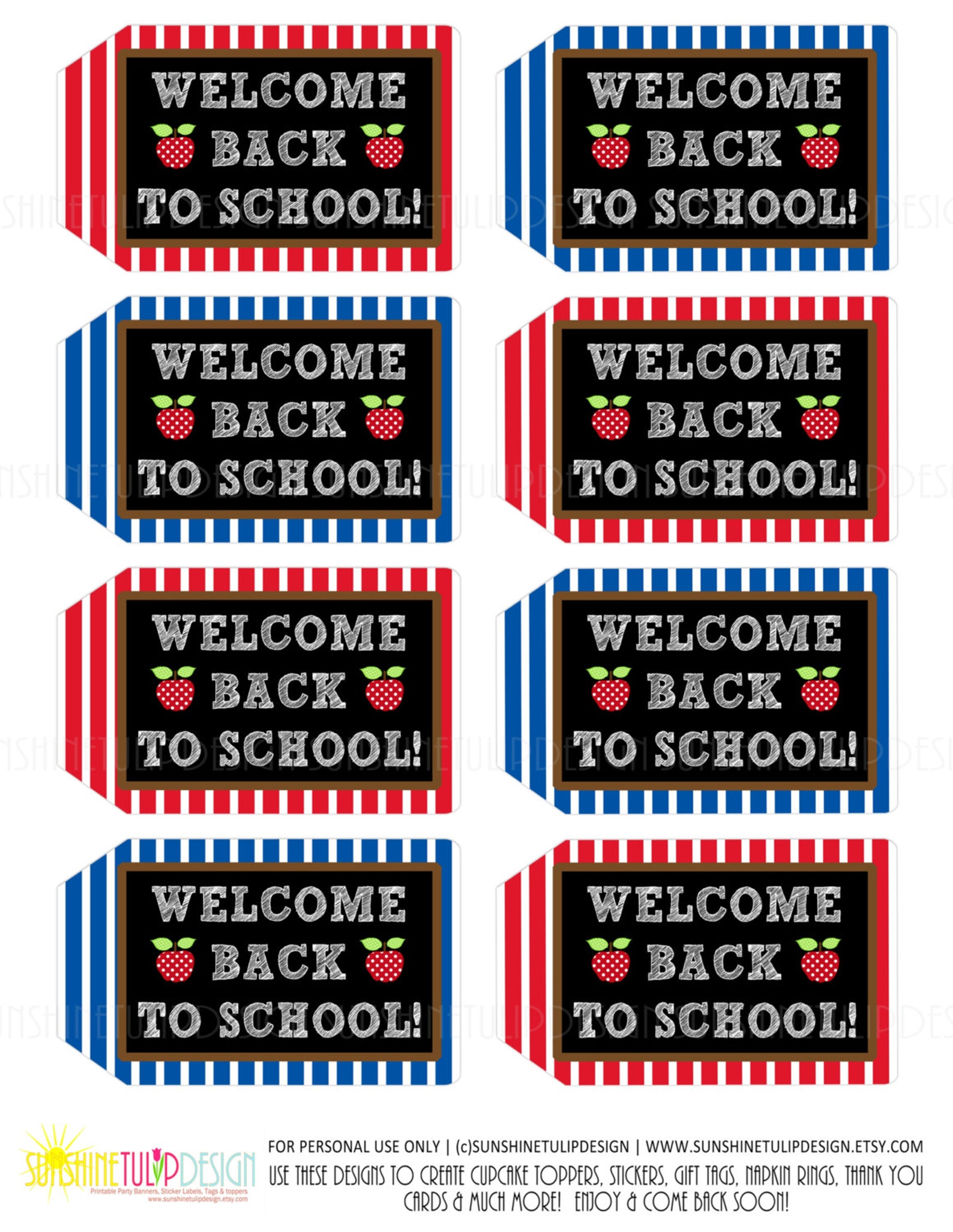 Printable Teacher Appreciation Tags Welcome Back to School | Etsy