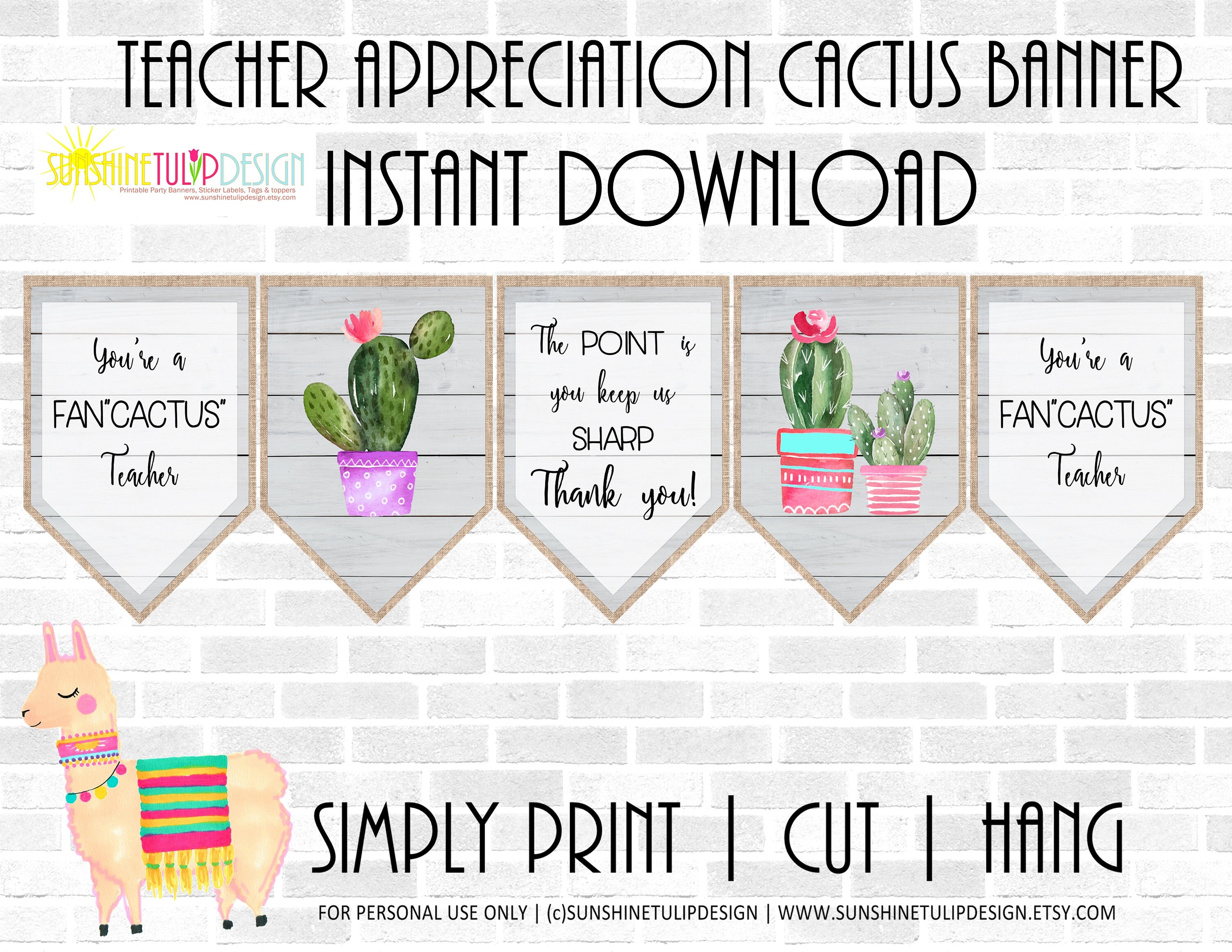 Printable Fancactus Teacher Collection Printable Teacher | Etsy