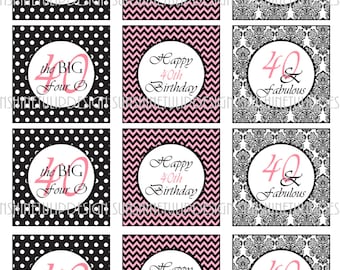 40th Birthday Printable DIY Party Tags and Cupcake Toppers by ...