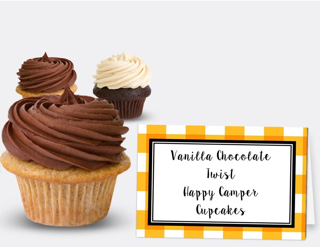 Printable Buffalo Plaid Food Buffet Cards, Printable Camp Tent Cards ...