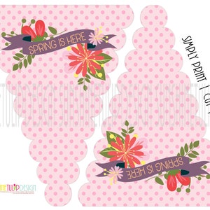 Printable Spring is Here Banner, Printable Spring Banner, Spring Polka ...
