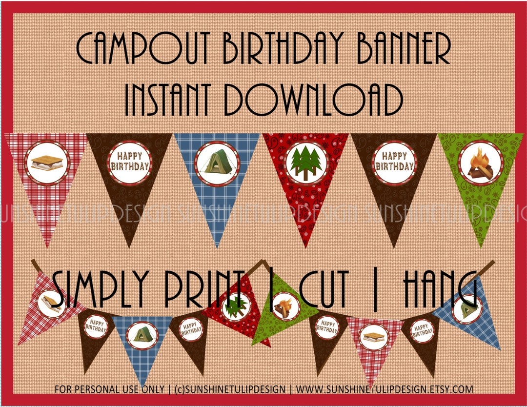 Printable Campout Birthday, Camping Birthday Banner, Camp Birthday ...