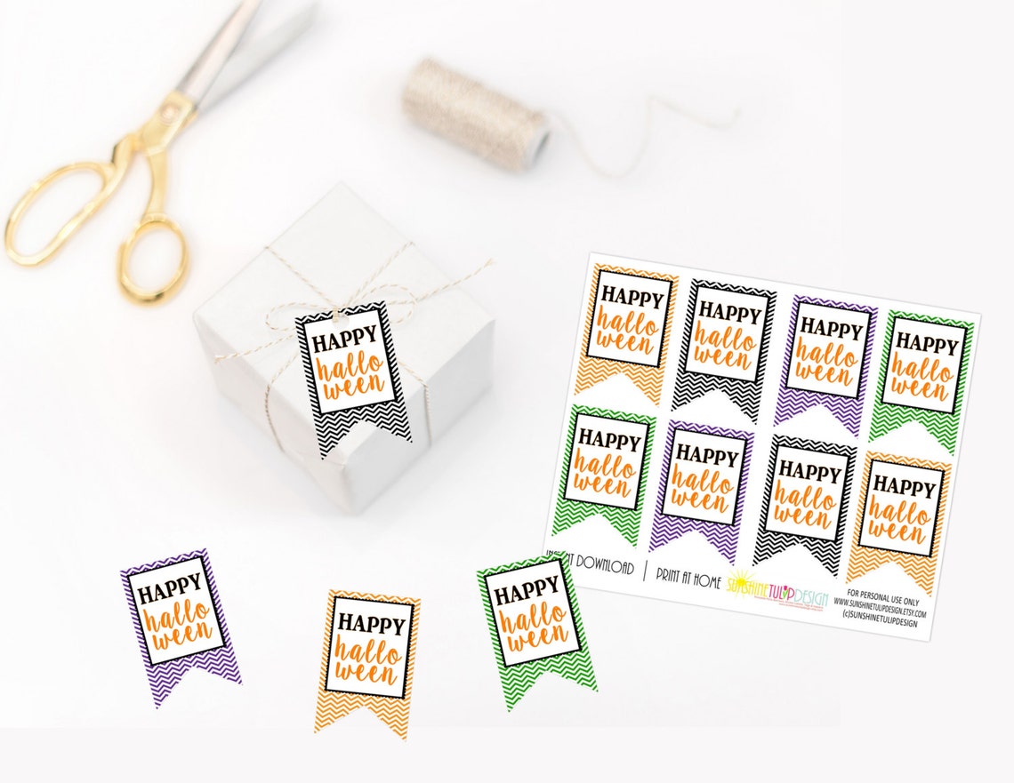 Printable HAPPY HALLOWEEN Party Favor Gift Tags by - Etsy