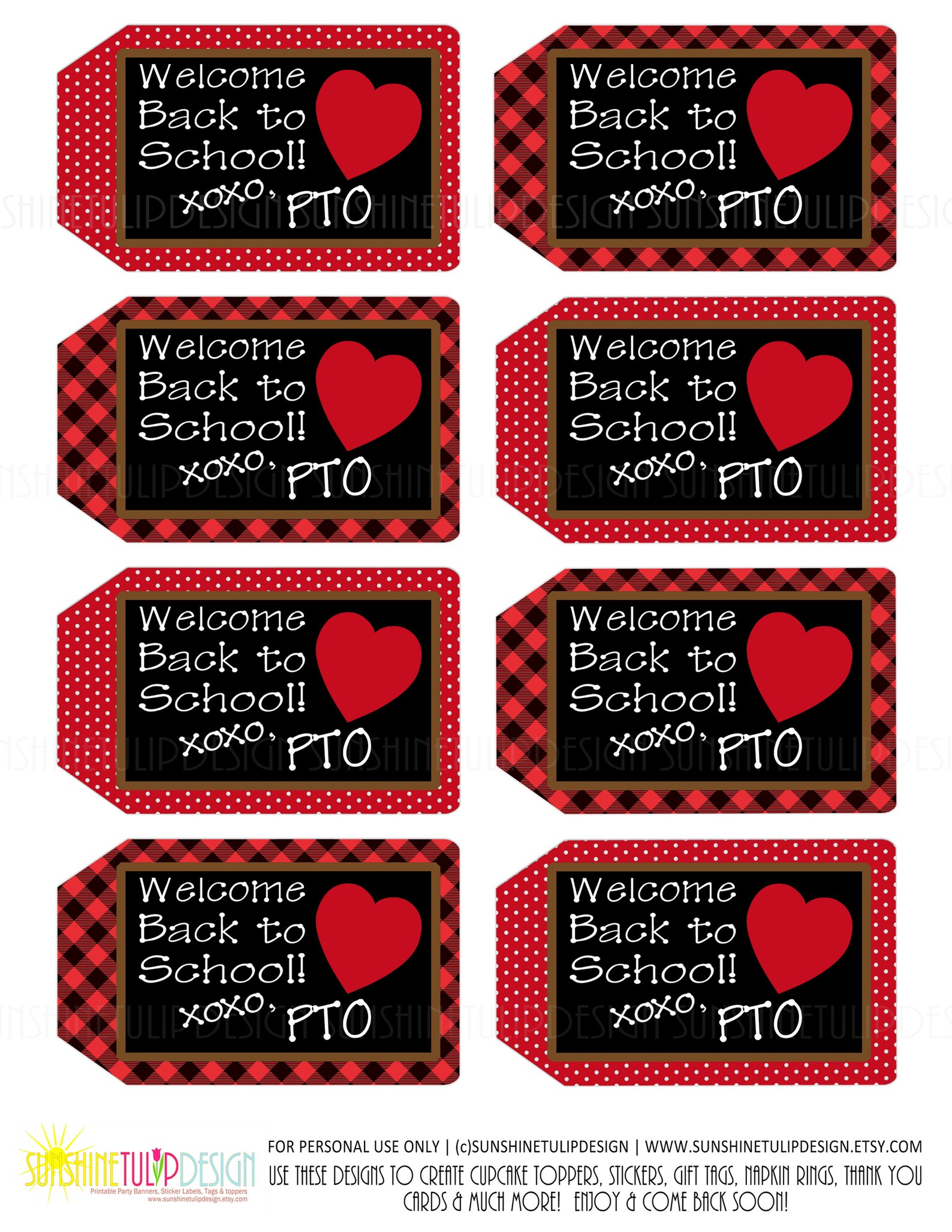 Printable PTO Tags Welcome Back to School Gift Tags - Etsy