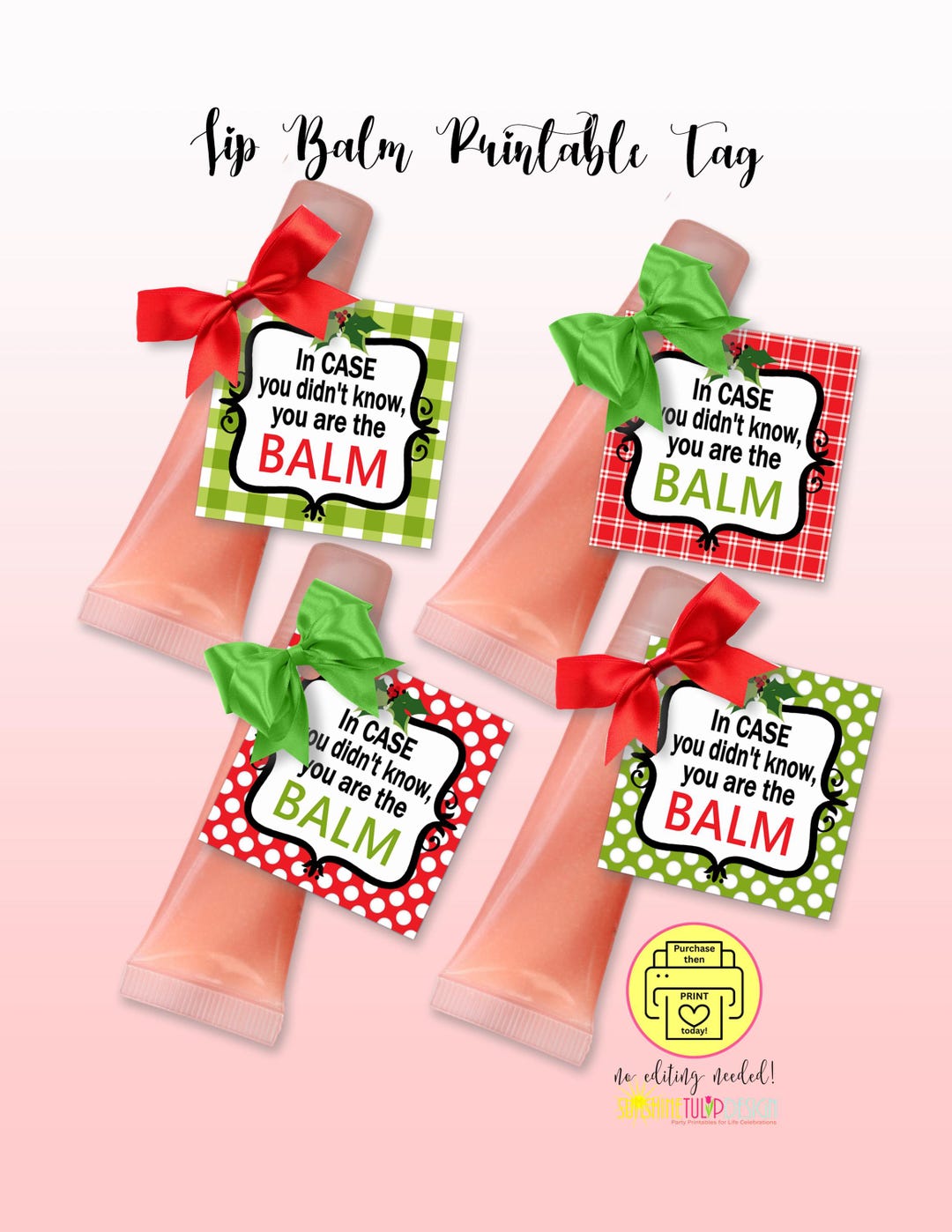 Printable Holiday You Are the Balm Tags, Teacher Appreciation Gift Tags ...