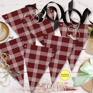 Printable Buffalo Plaid Banner | Burgandy Buffalo Plaid Banner | Rustic ...