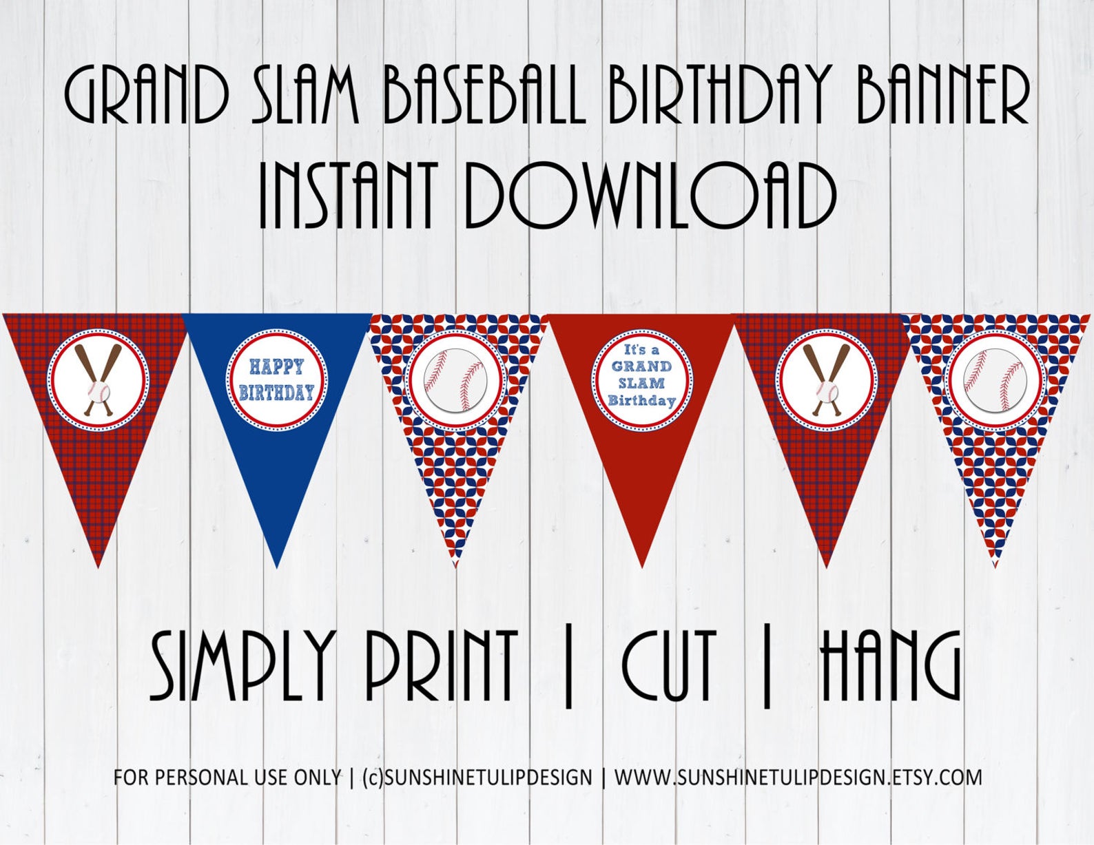 Printable Baseball Birthday Banner Printable Happy Birthday - Etsy